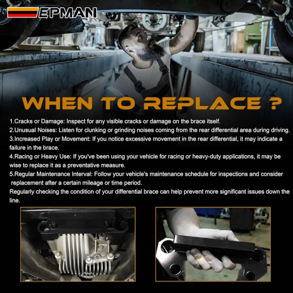 EPMAN Billet Rear Differential Brace Compatible with 2015-2023 Dodge Charger Challenger/Chrysler ...